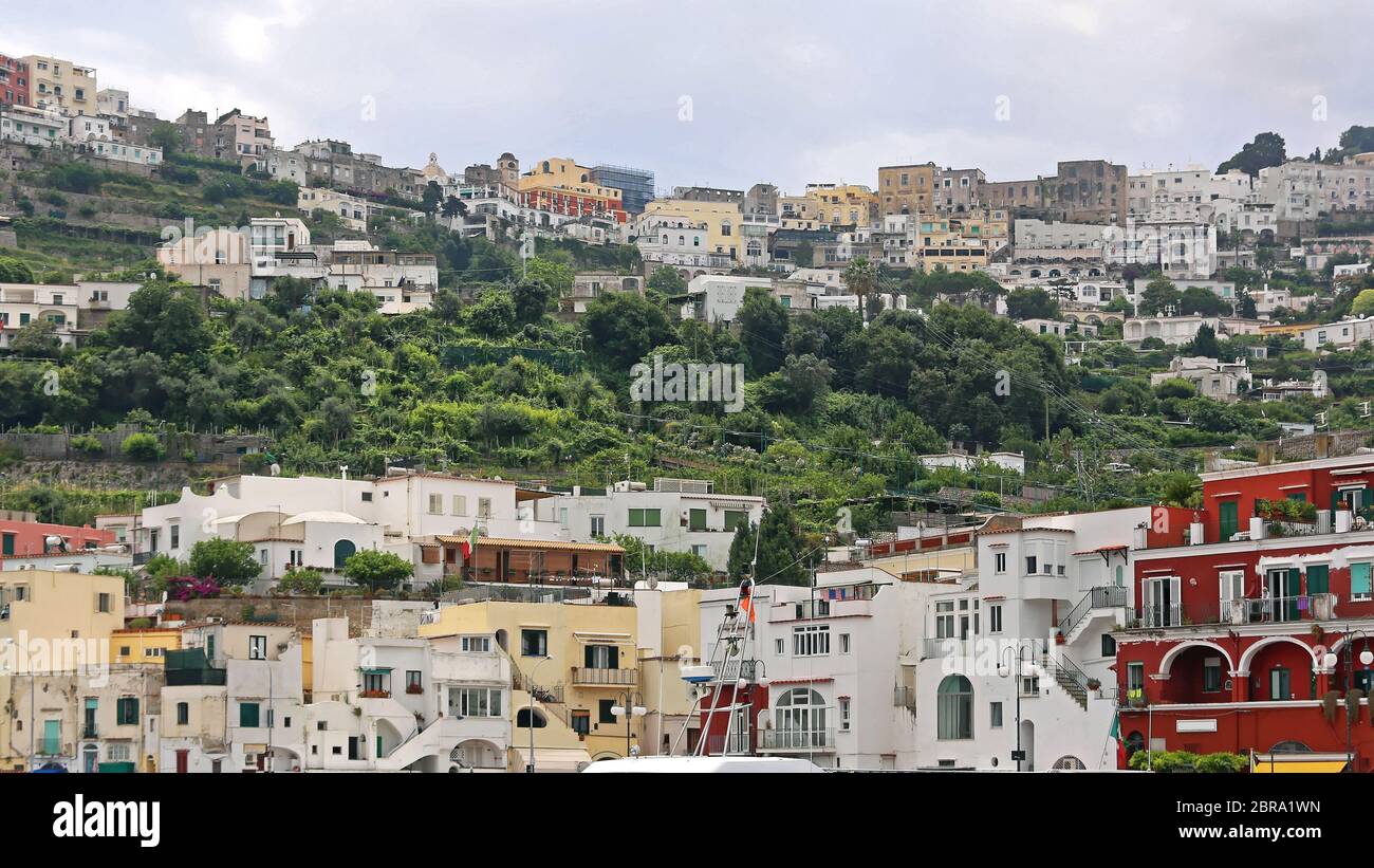 Houses at Cliff of Capri Island in Campania Italy Stock Photo - Alamy