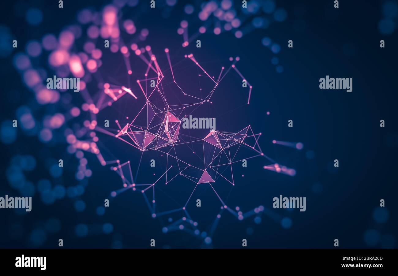 Abstract polygonal space low poly dark background with connecting dots and lines. Connection ...