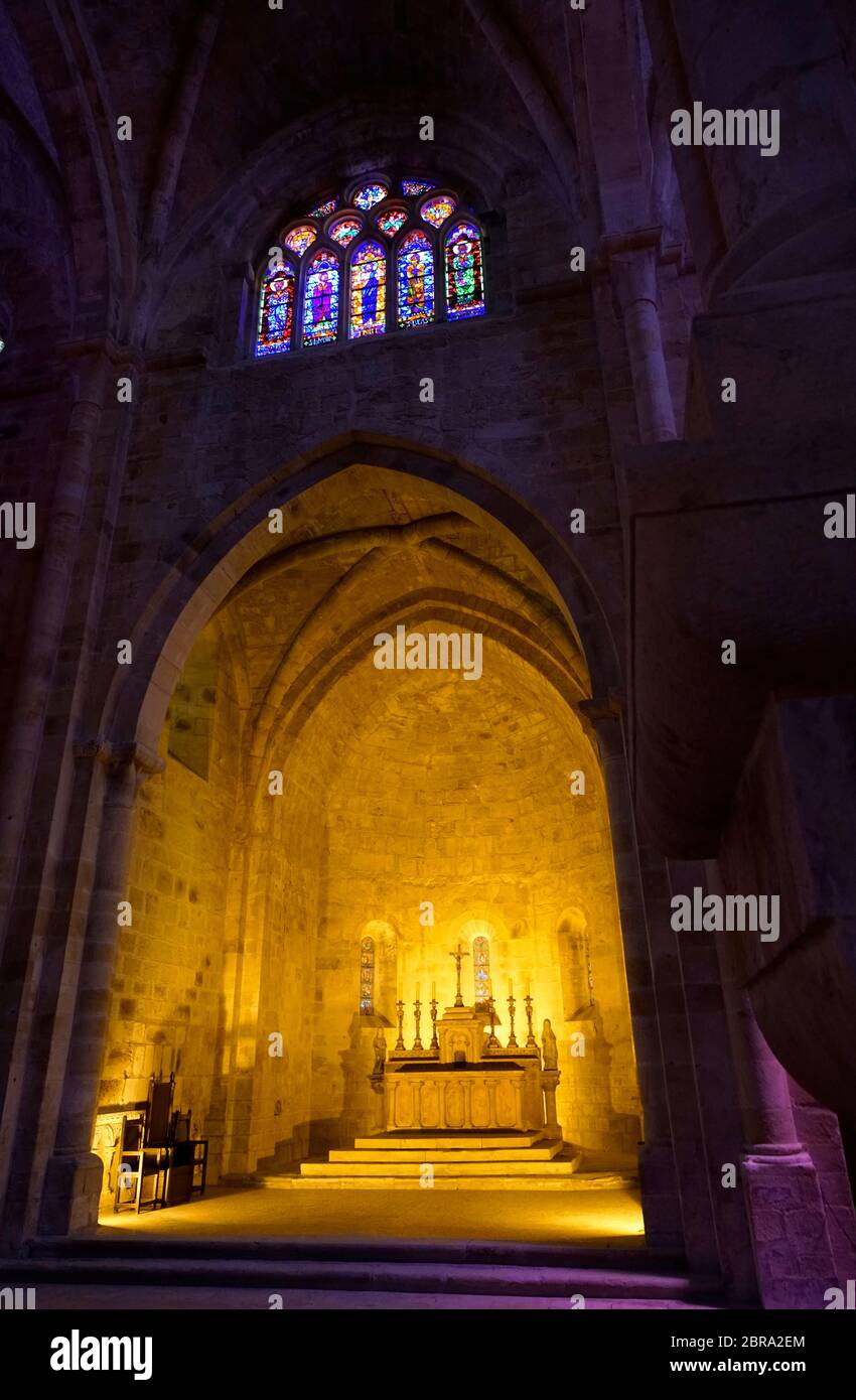 Altar of church of Abbaye Sainte-Marie de Fontfroide or Fontfroide ...