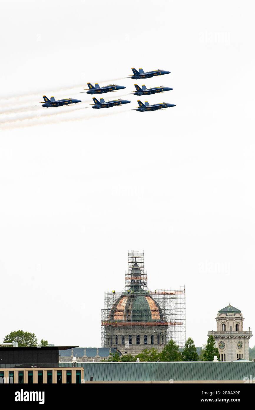 The Blue Angels fly over the U.S. Naval Academy for the academy’s ...