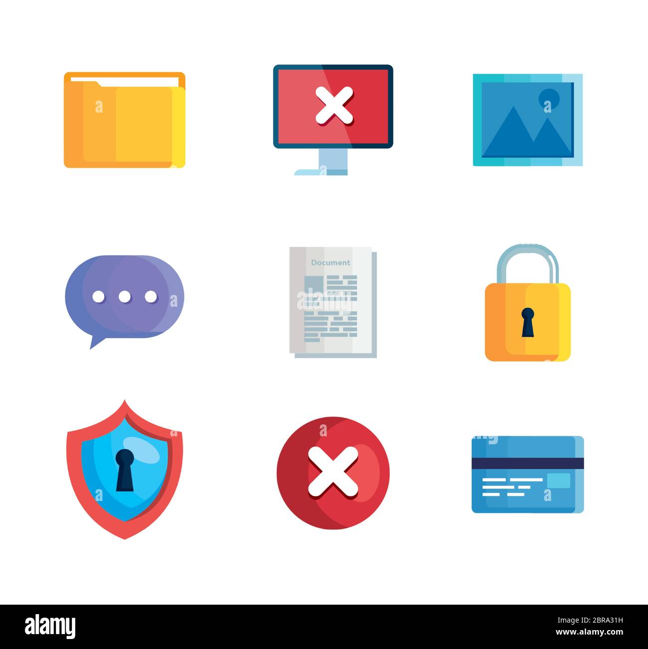 set of icons insecurity and technology error Stock Vector Image & Art ...