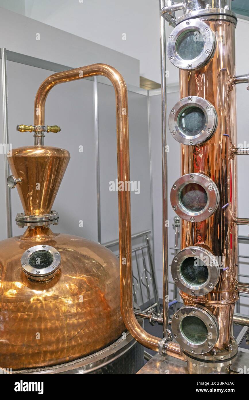 Classic Copper Distilling Alcohol Still Brewery Equipment Stock Photo ...