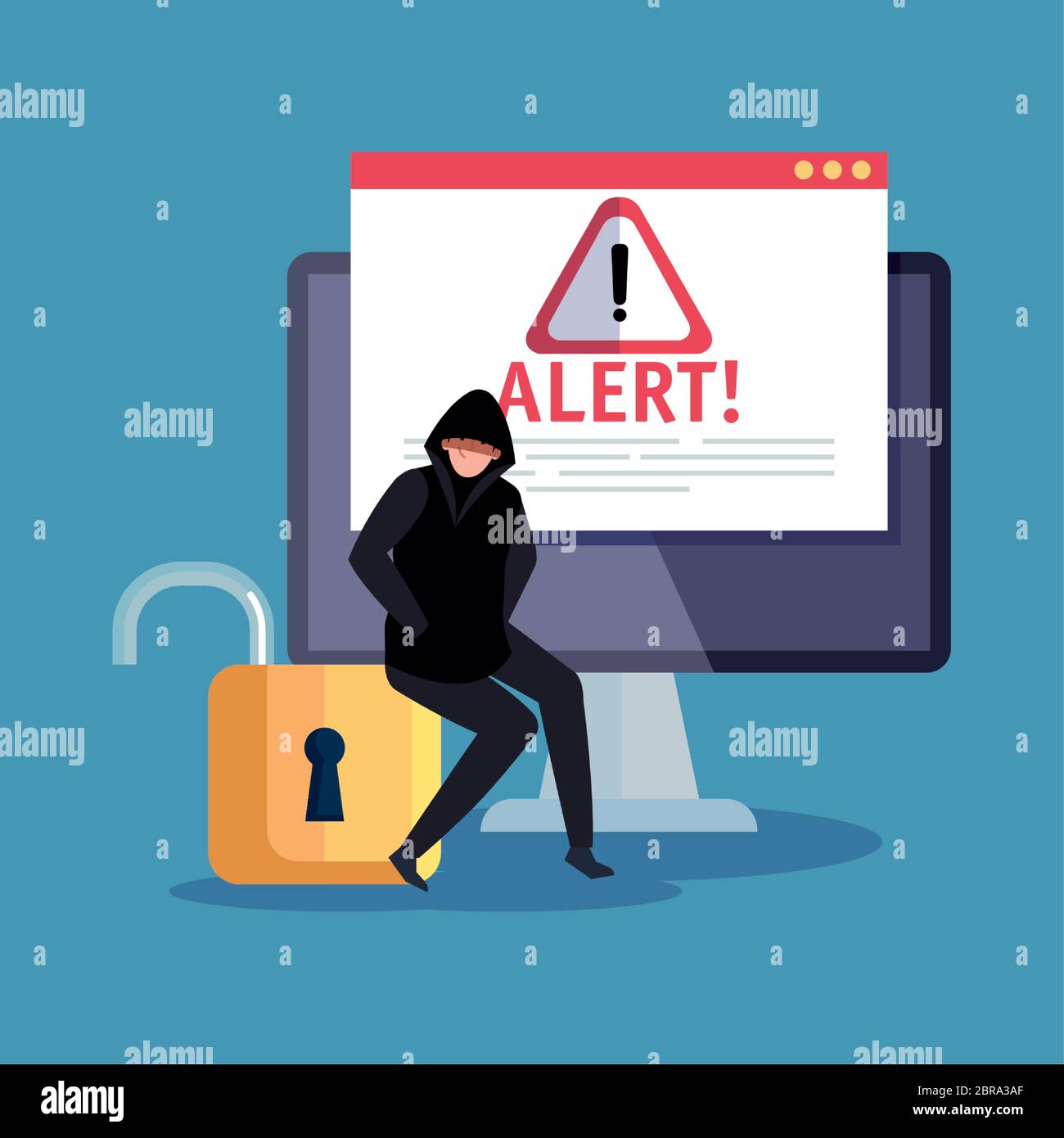 hacker with desktop computer icon Stock Vector Image & Art - Alamy