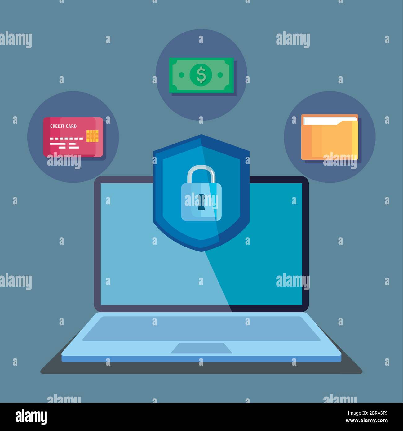 laptop security with financial icons Stock Vector Image & Art - Alamy