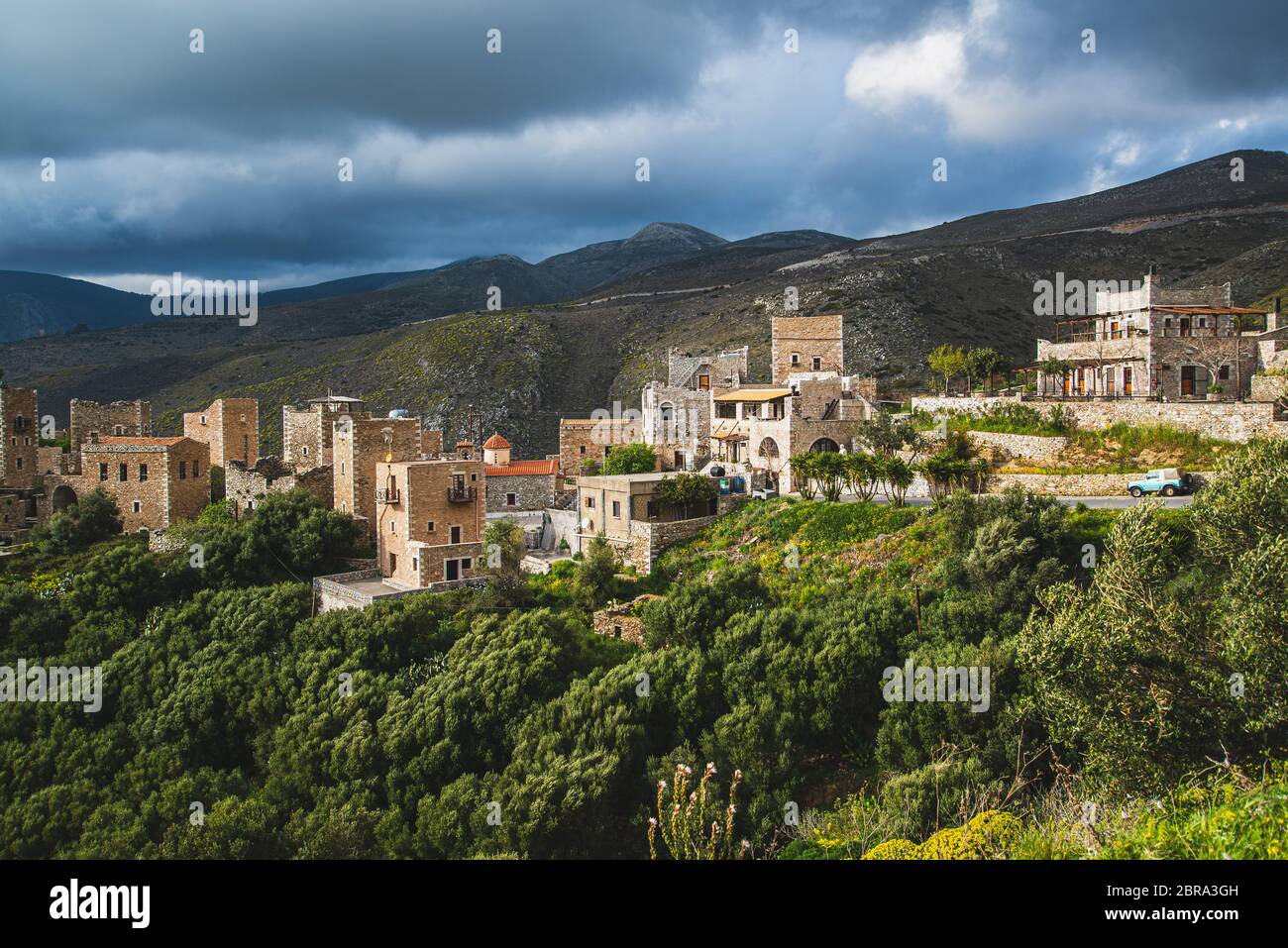 Greece Vatheia village. Architectural and historical old traditional ...