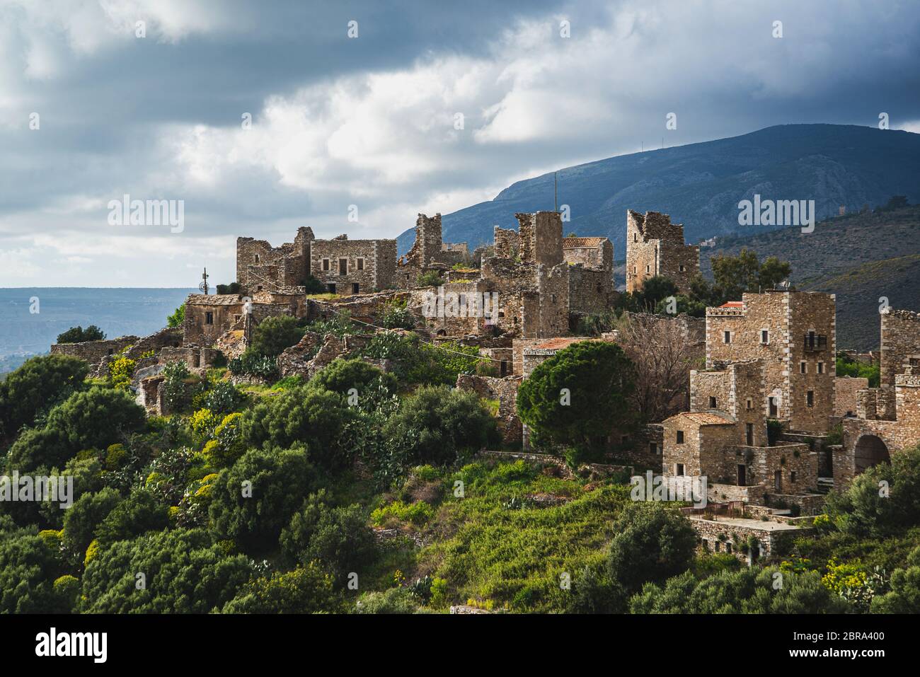 Greece Vatheia village. Architectural and historical old traditional ...