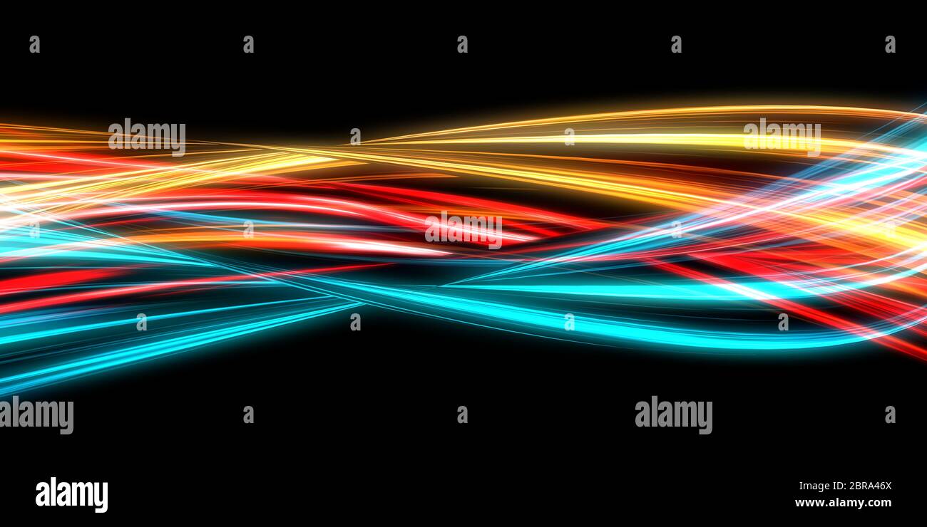 Glowing Energy Lines with Mixing Neon Lights Stock Photo - Alamy