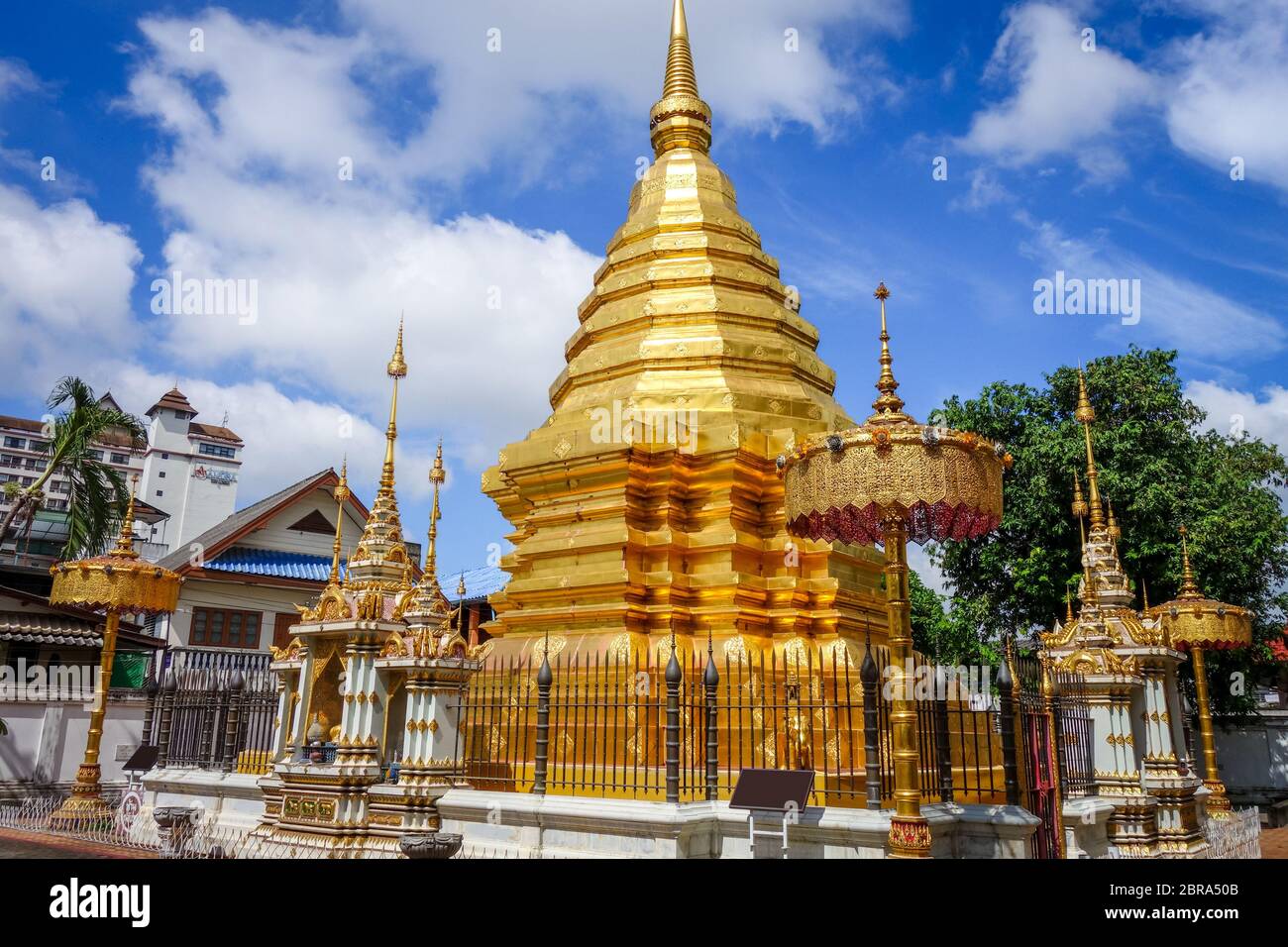 Golden Pagoda in Wat Chomphu temple, Chiang Mai, Thailand Stock Photo ...