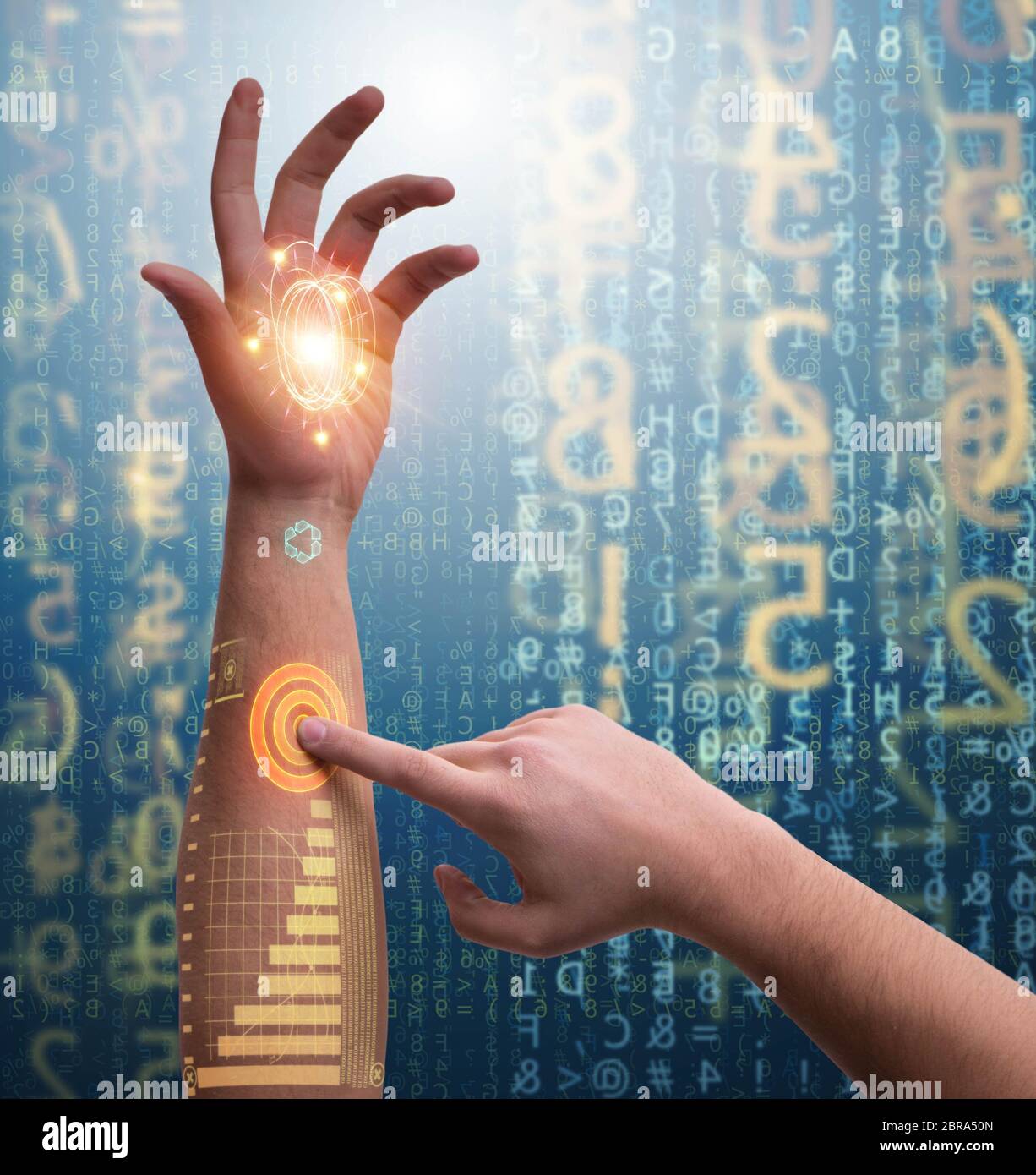 The human robotic hand in futuristic concept Stock Photo - Alamy