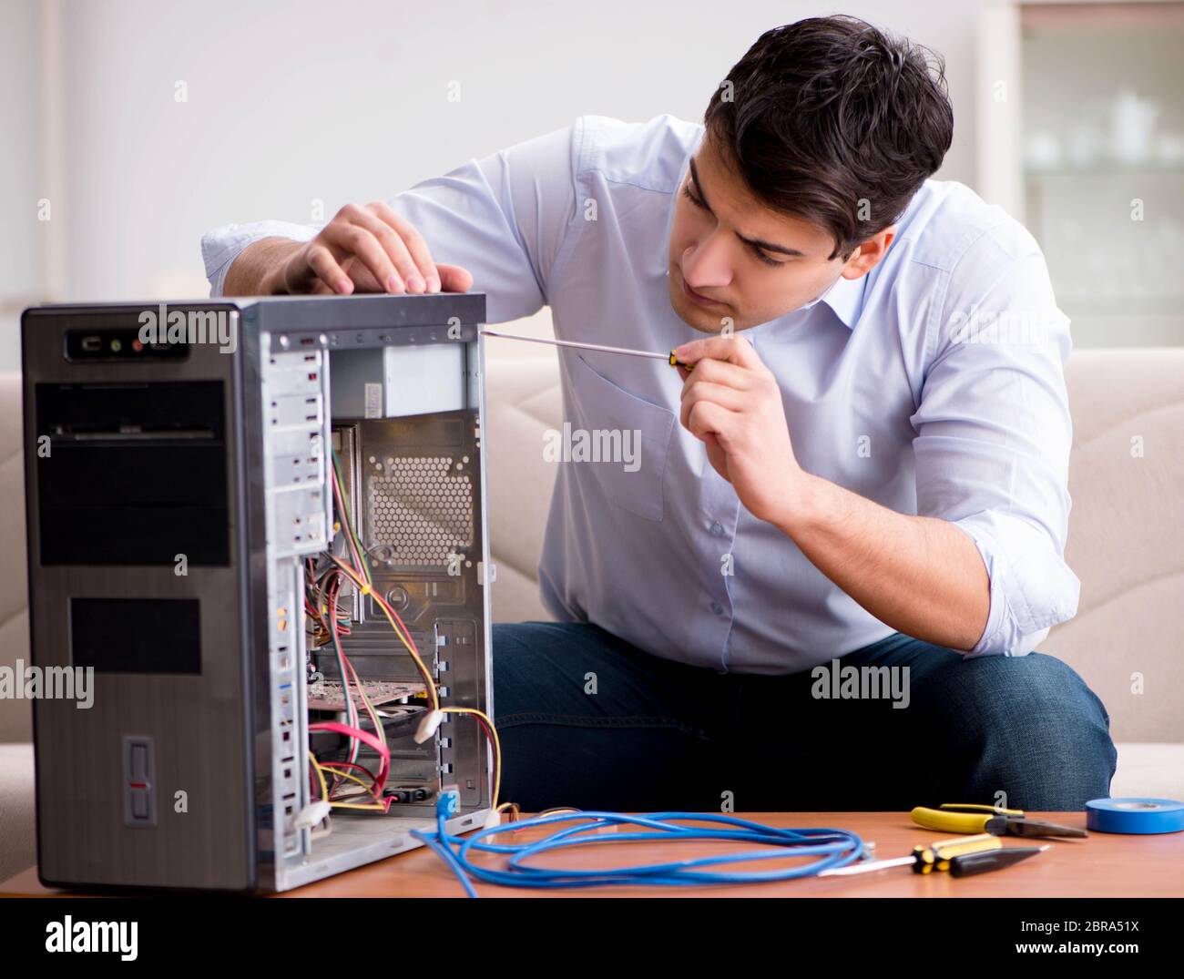 The it technician repairing broken pc desktop computer Stock Photo - Alamy