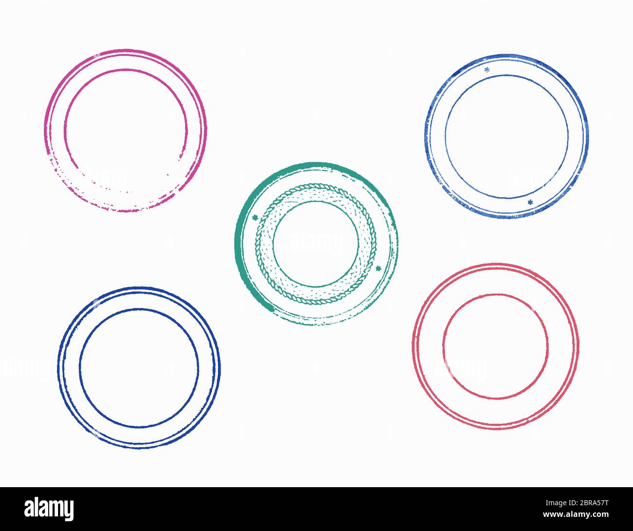 Set of vector illustrations of multicolor grunge blank empty rubber ...