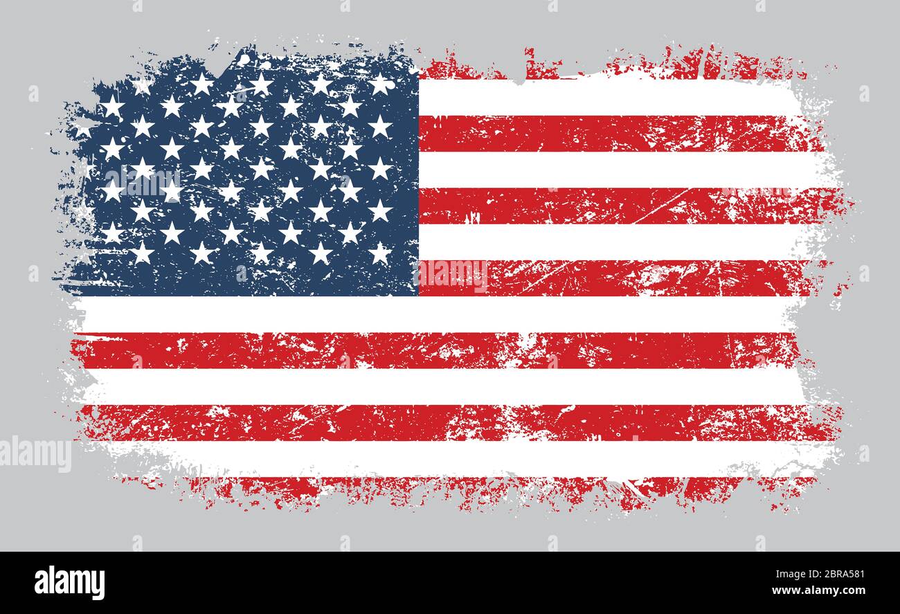 Vector illustration of grunge old distressed American flag isolated on ...
