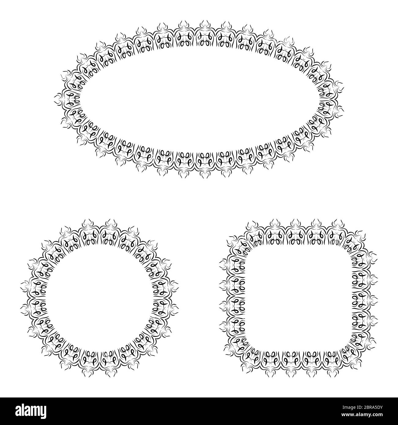 abstract black and white ornate frames set Stock Photo - Alamy