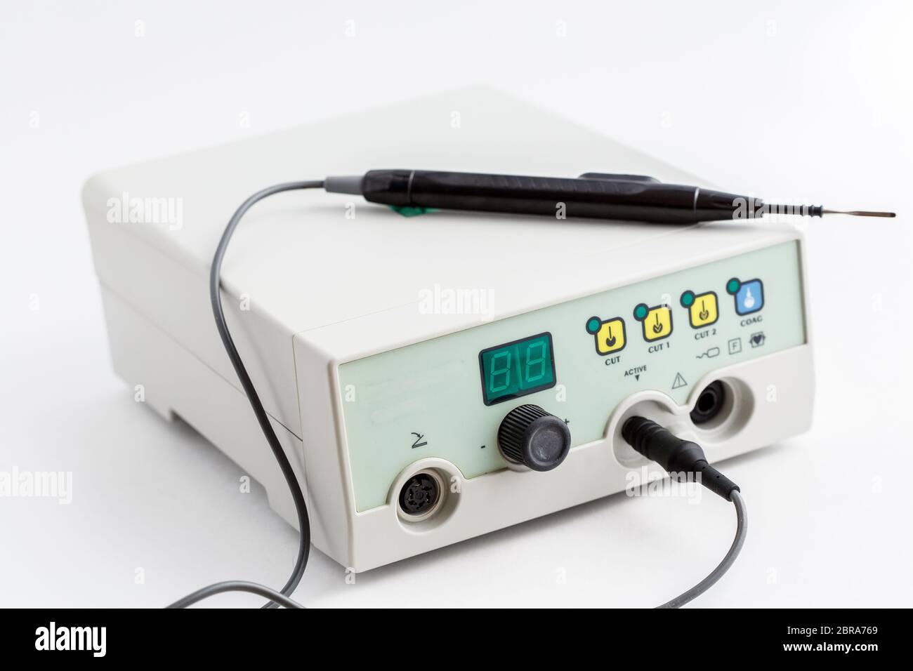 Vintage coagulator. device for surgical operations on white isolated ...