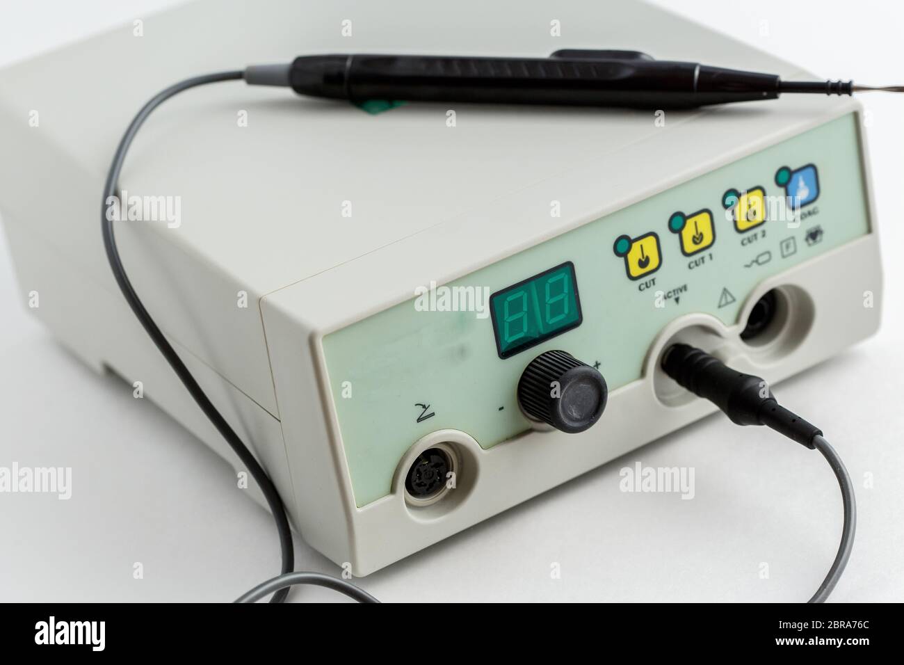 Vintage coagulator. device for surgical operations on white isolated ...