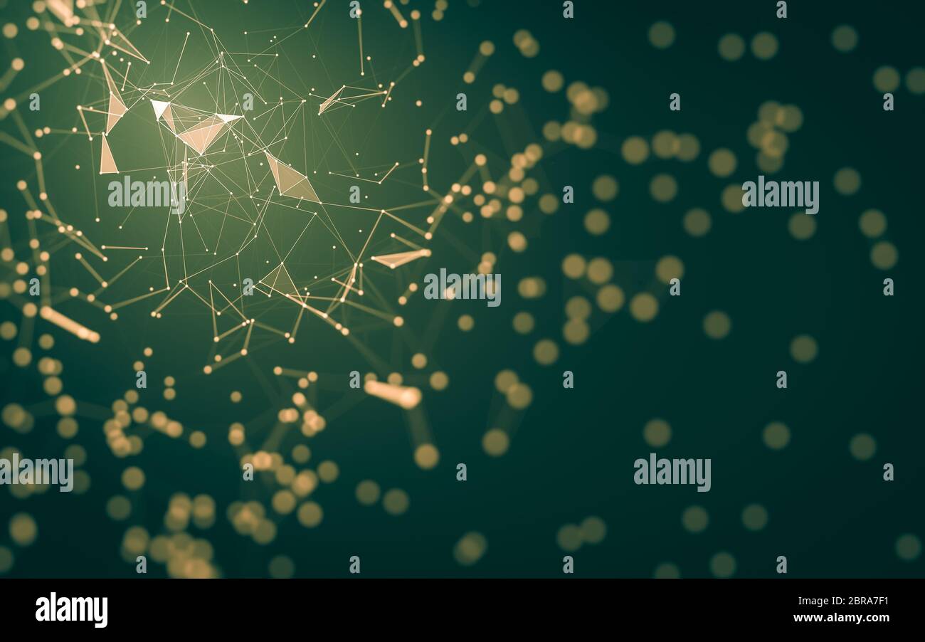 Abstract polygonal space low poly dark background with connecting dots ...