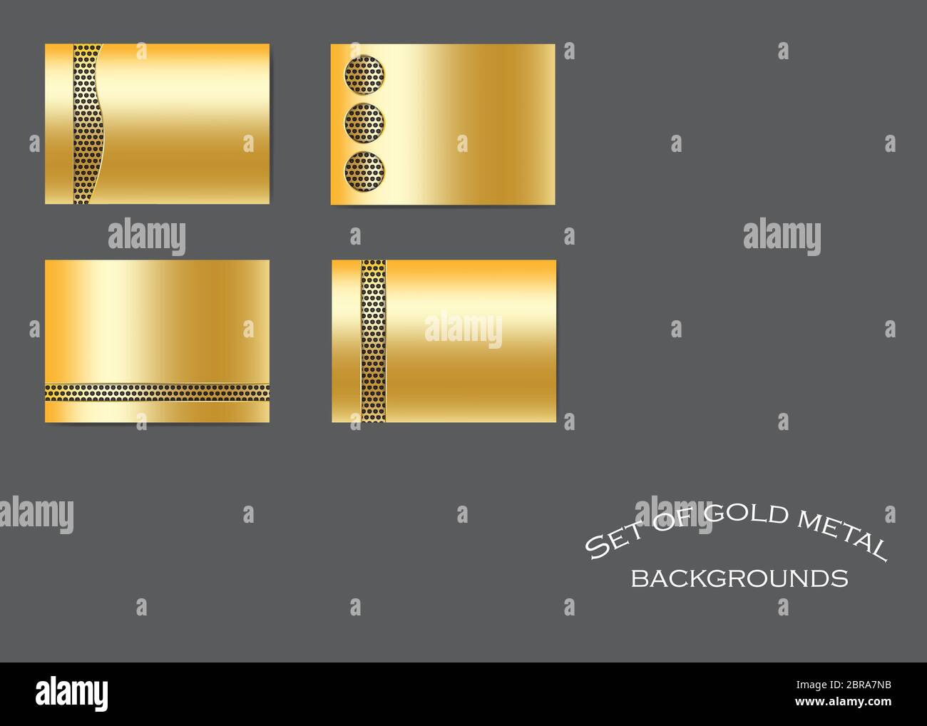 Set of different gold metallic background with dotted stripe. Vector ...