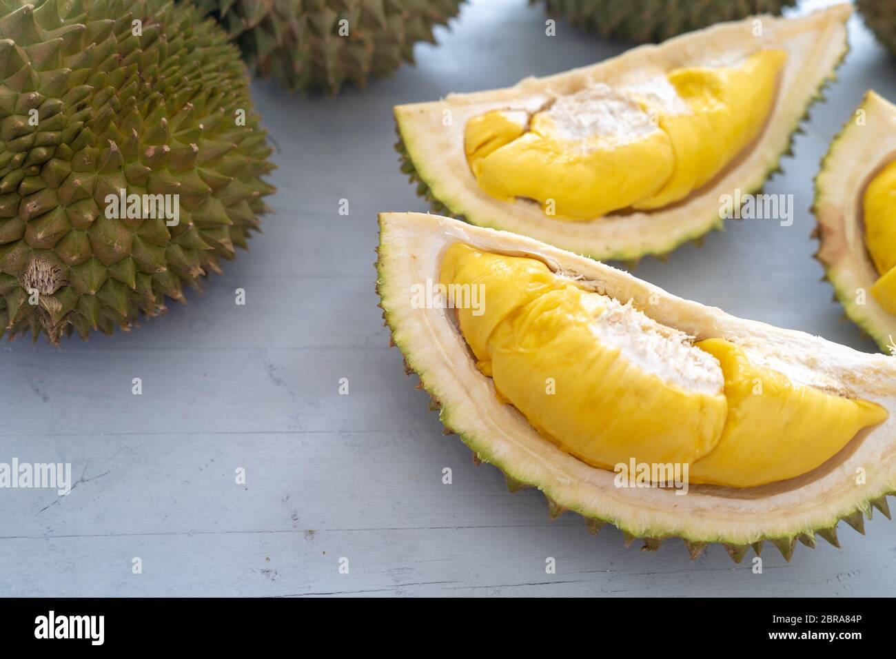 Malaysia famous fruits durian musang king, sweet golden creamy flesh ...