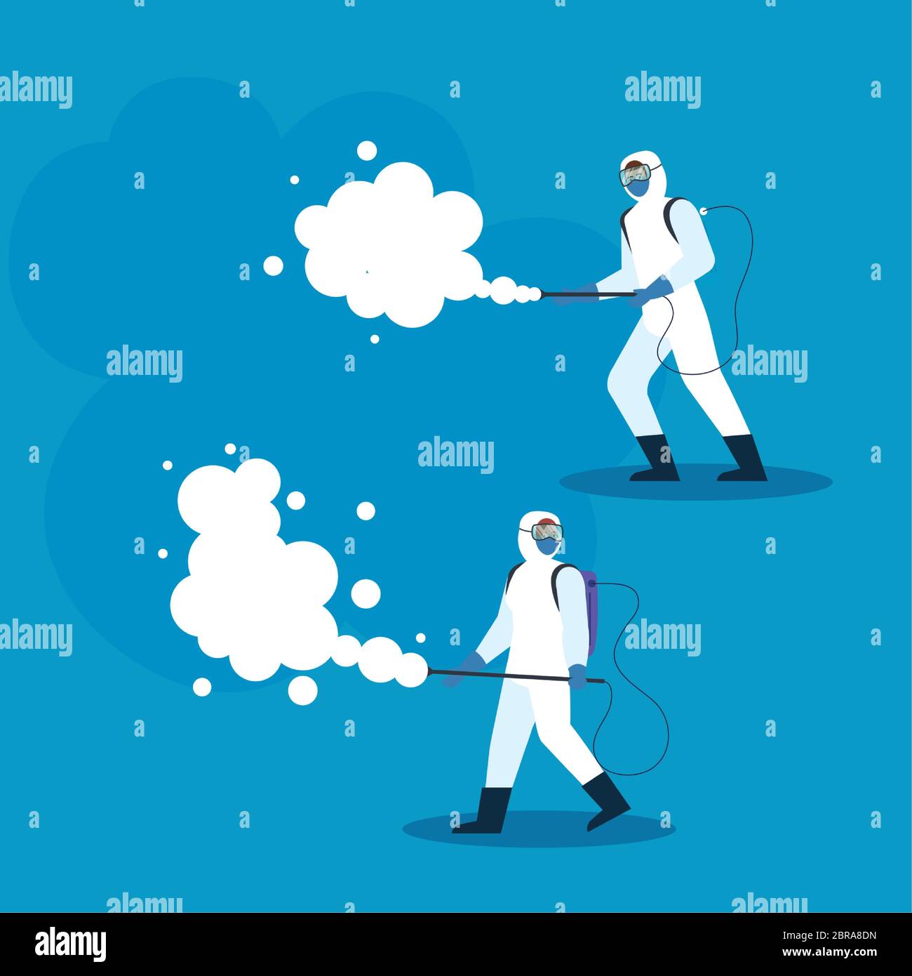 people with protective suit or spraying viruses of covid 19 ...