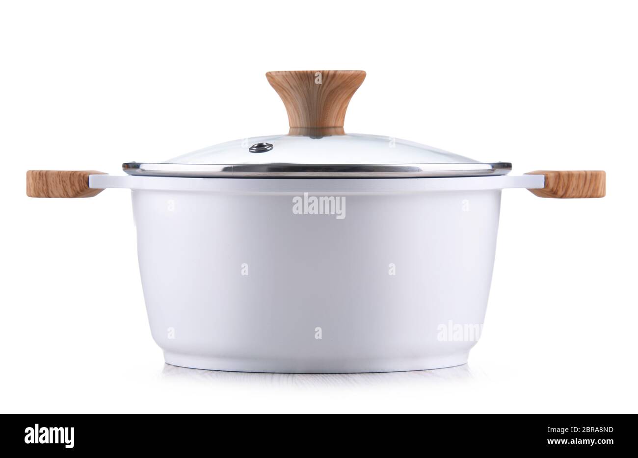 Steel pot isolated on white background Stock Photo - Alamy