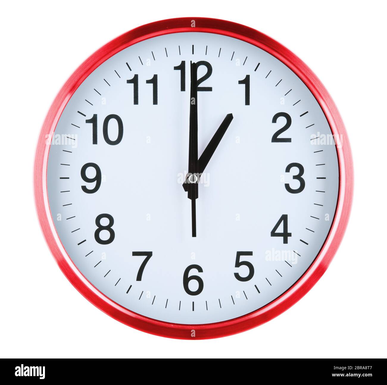 Wall clock isolated on white background. One oclock Stock Photo - Alamy