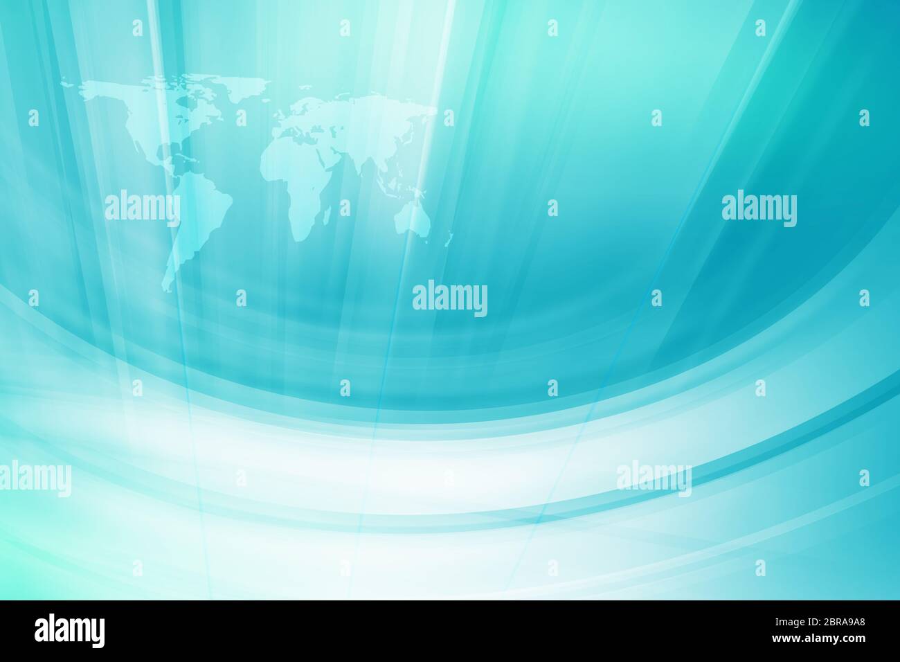 Abstract Blue Theme Background whit White Curves and World Map Stock ...