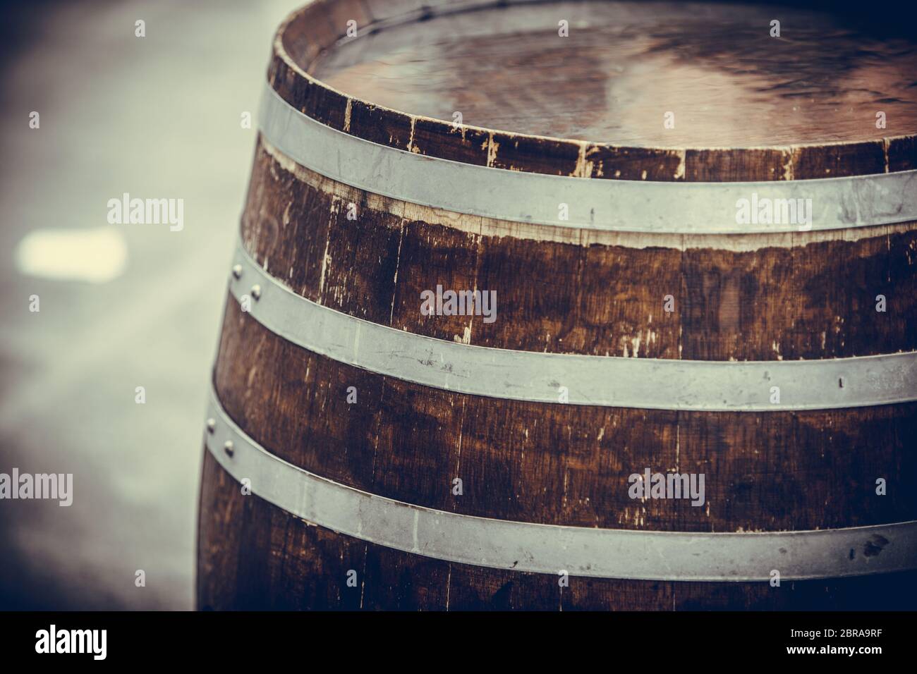 Close up shot of an old wooden barrel Stock Photo - Alamy