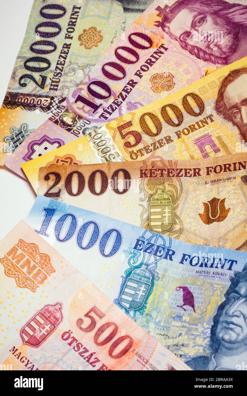 Hungarian forint banknotes as European currency, cash, money and ...