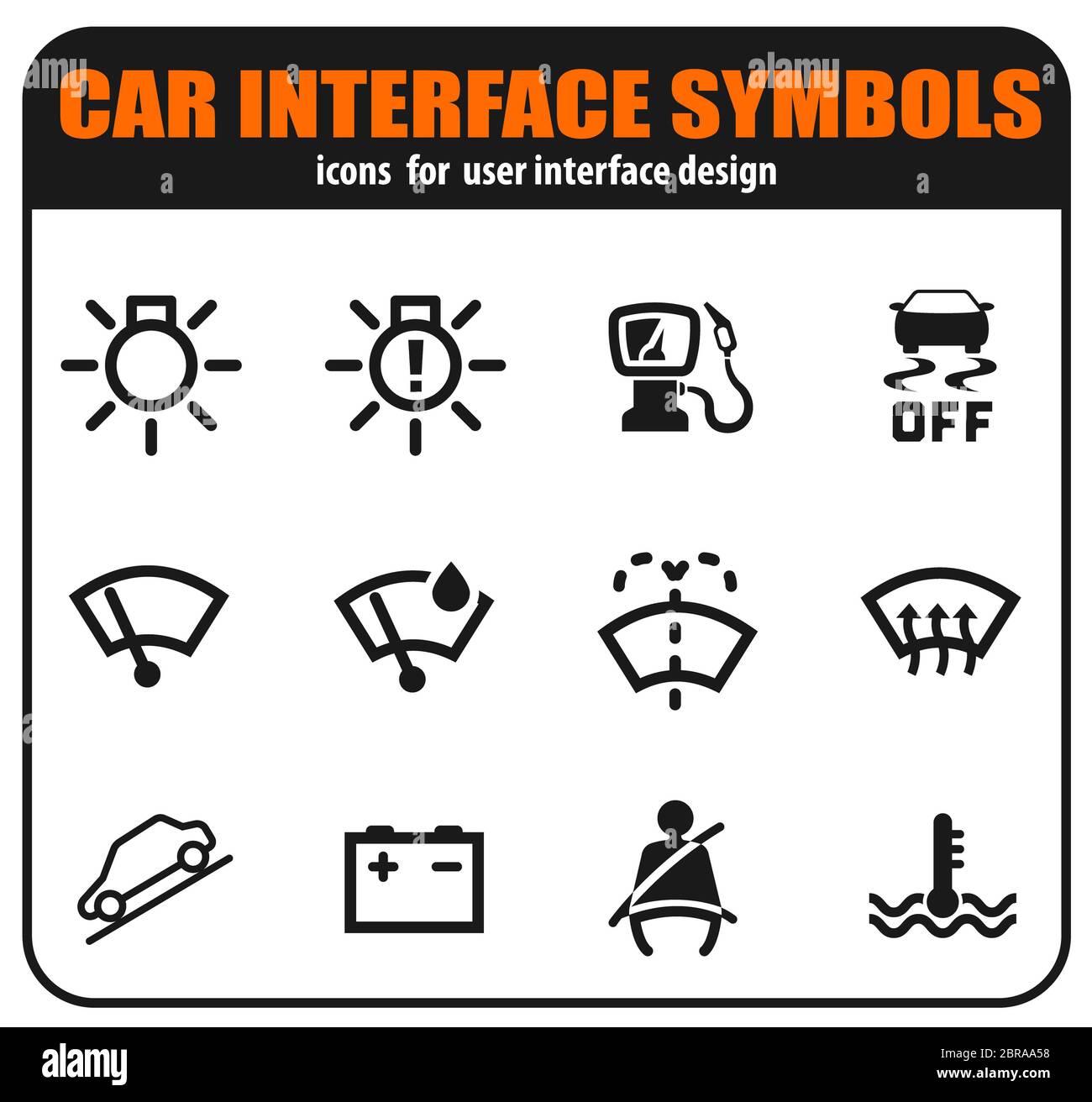 Symbols icons set isolated for car interface design Stock Photo - Alamy