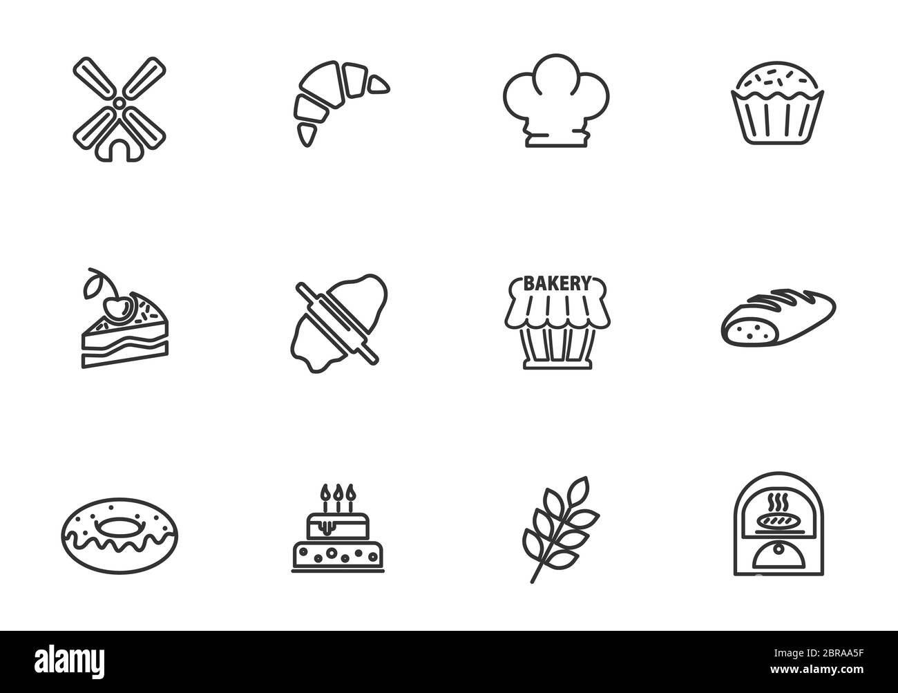 bakery line icons for user interface design Stock Photo - Alamy