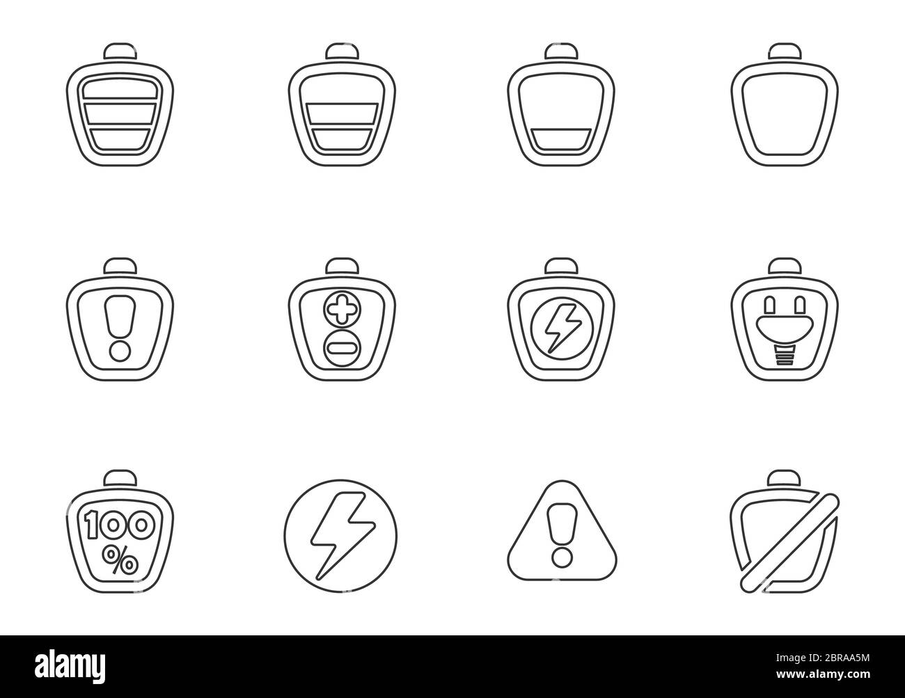 Battery line icons set isolated for user interface design Stock Photo ... Battery line icons set isolated for user interface design Stock Photo ...
