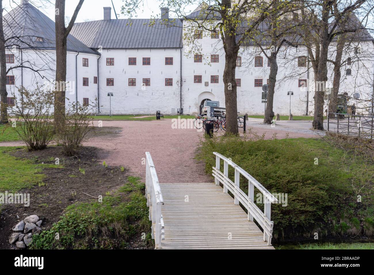 White wooden bridge to Turku castle (Turun linna) in Turku Finland ...