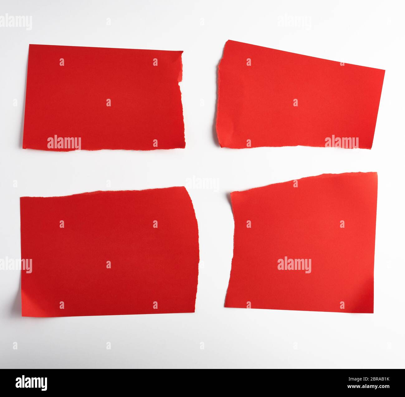 various blank pieces of red paper on white background, copy space Stock ...