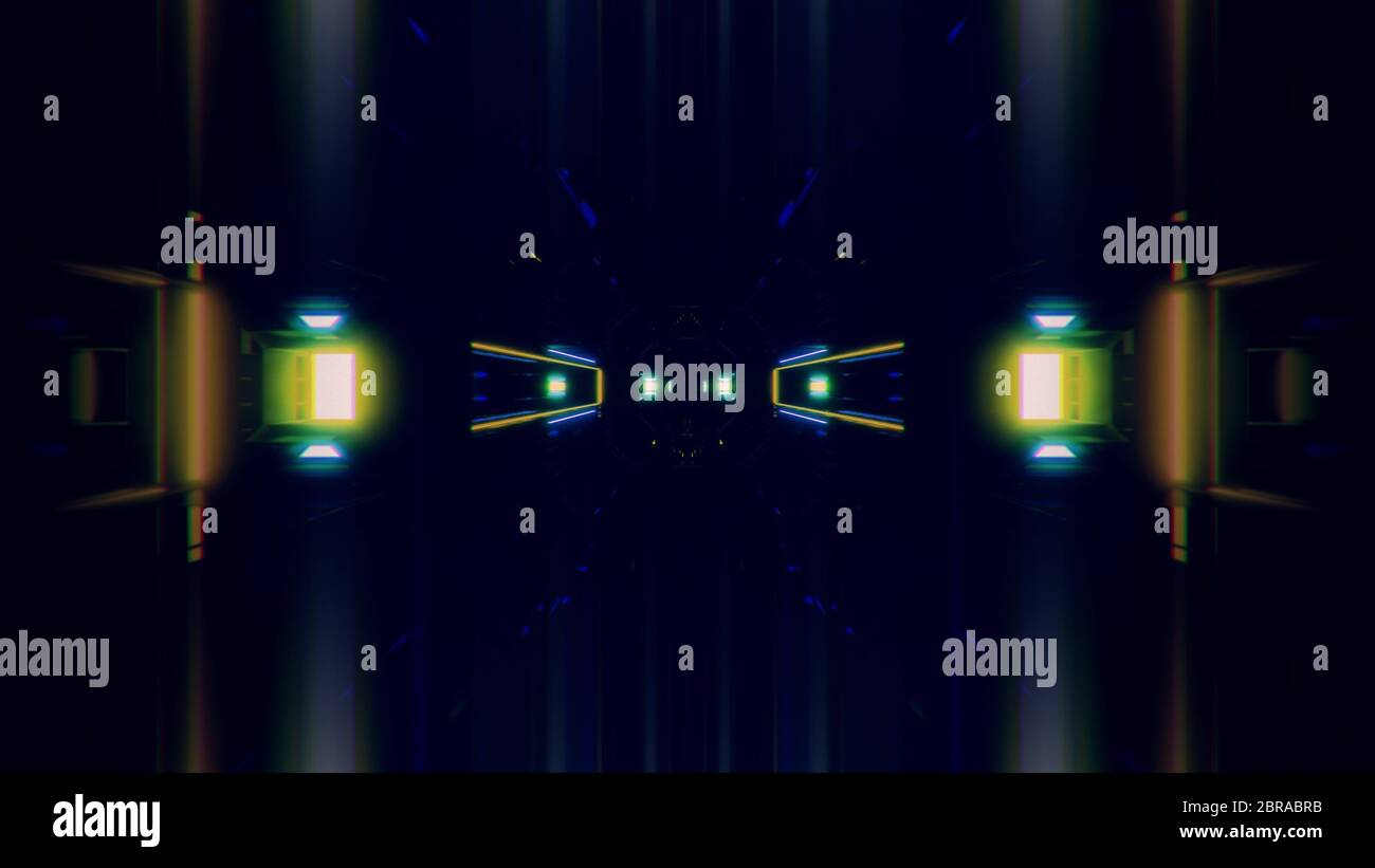 futuristic science-fiction lights glowing tunnel corridor 3d ...