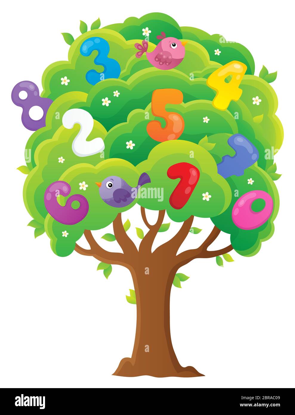 Tree with numbers topic image 1 - picture illustration Stock Photo - Alamy