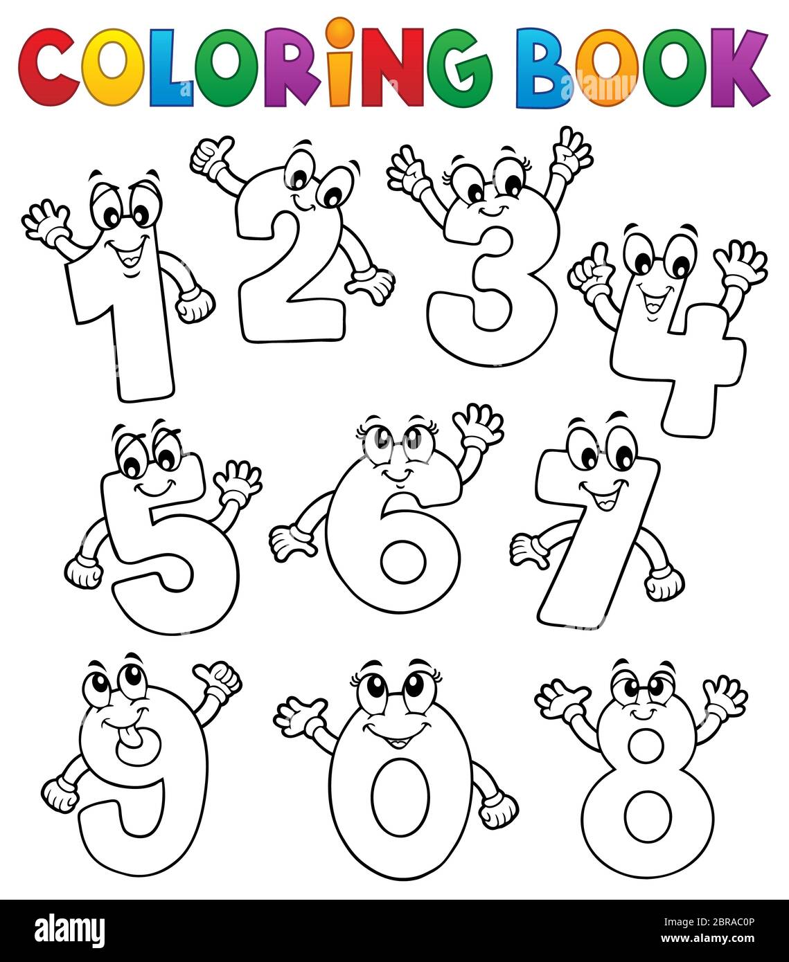 Coloring book cartoon numbers set 2 - picture illustration Stock Photo ...