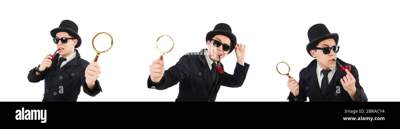 The young detective with pipe and magnifying glass Stock Photo - Alamy