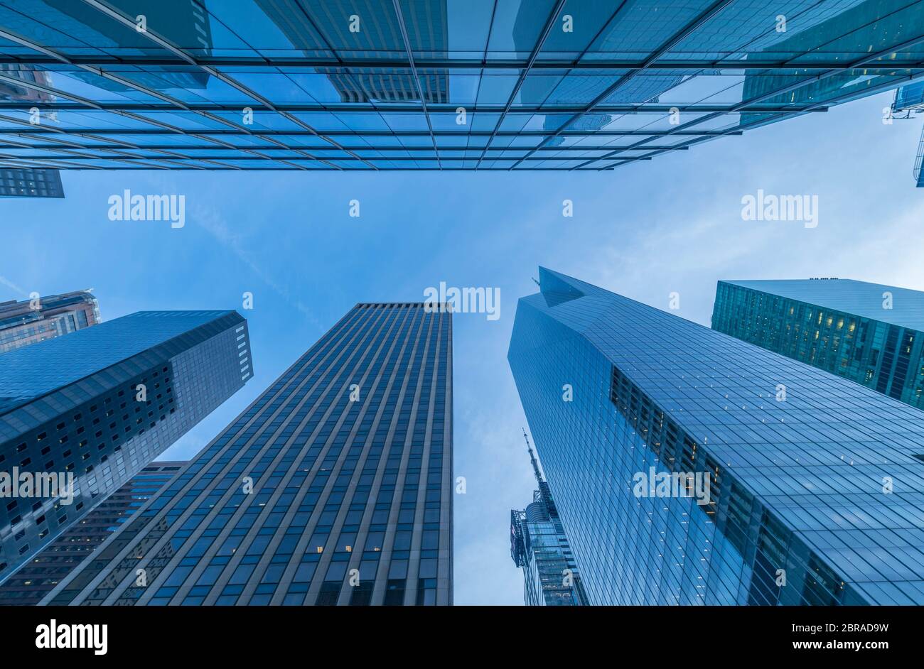 The new york skyscrapers vew from street level Stock Photo - Alamy