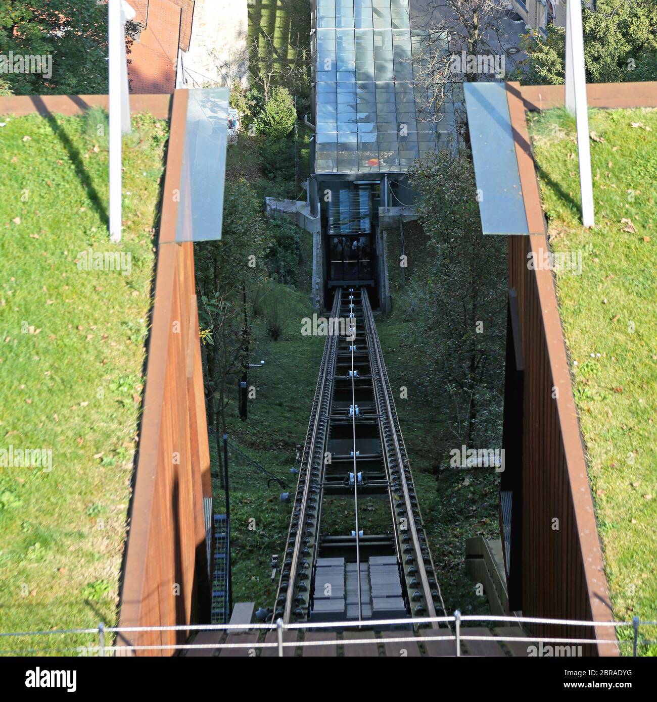 Rails and Cable at Funicular Railway Transport Stock Photo - Alamy