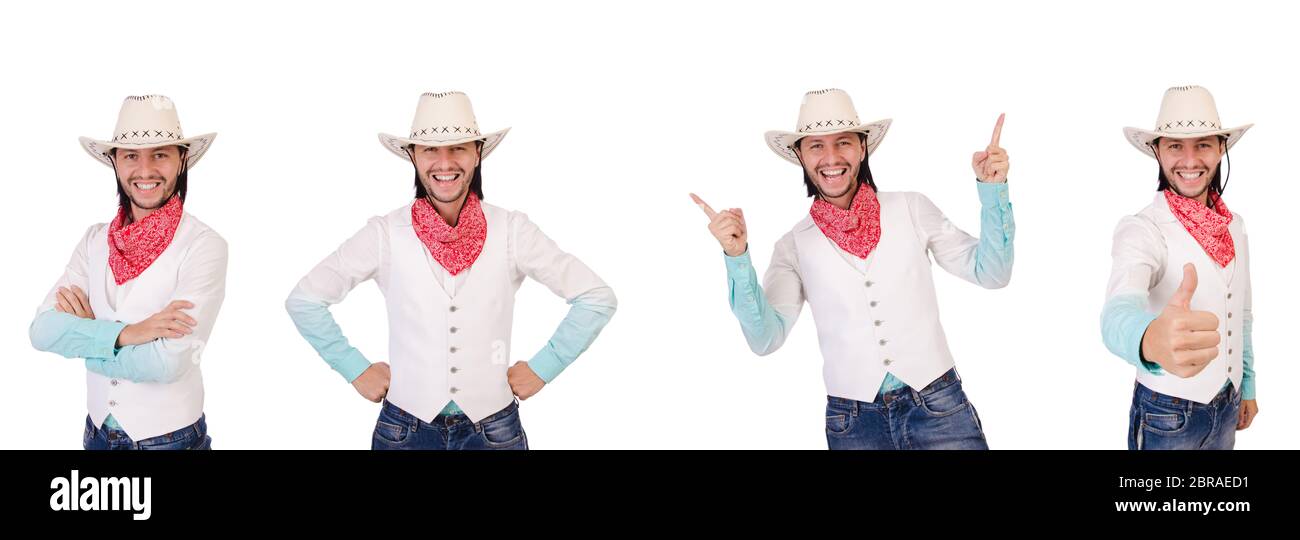 The cowboy isolated on the white background Stock Photo - Alamy