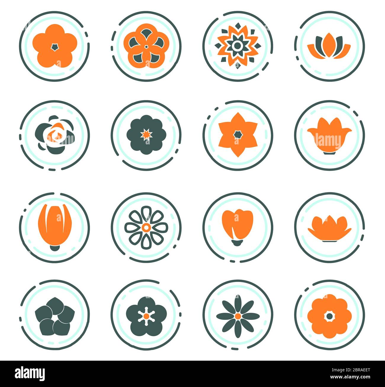 Flower color vector icons for user interface design Stock Photo - Alamy