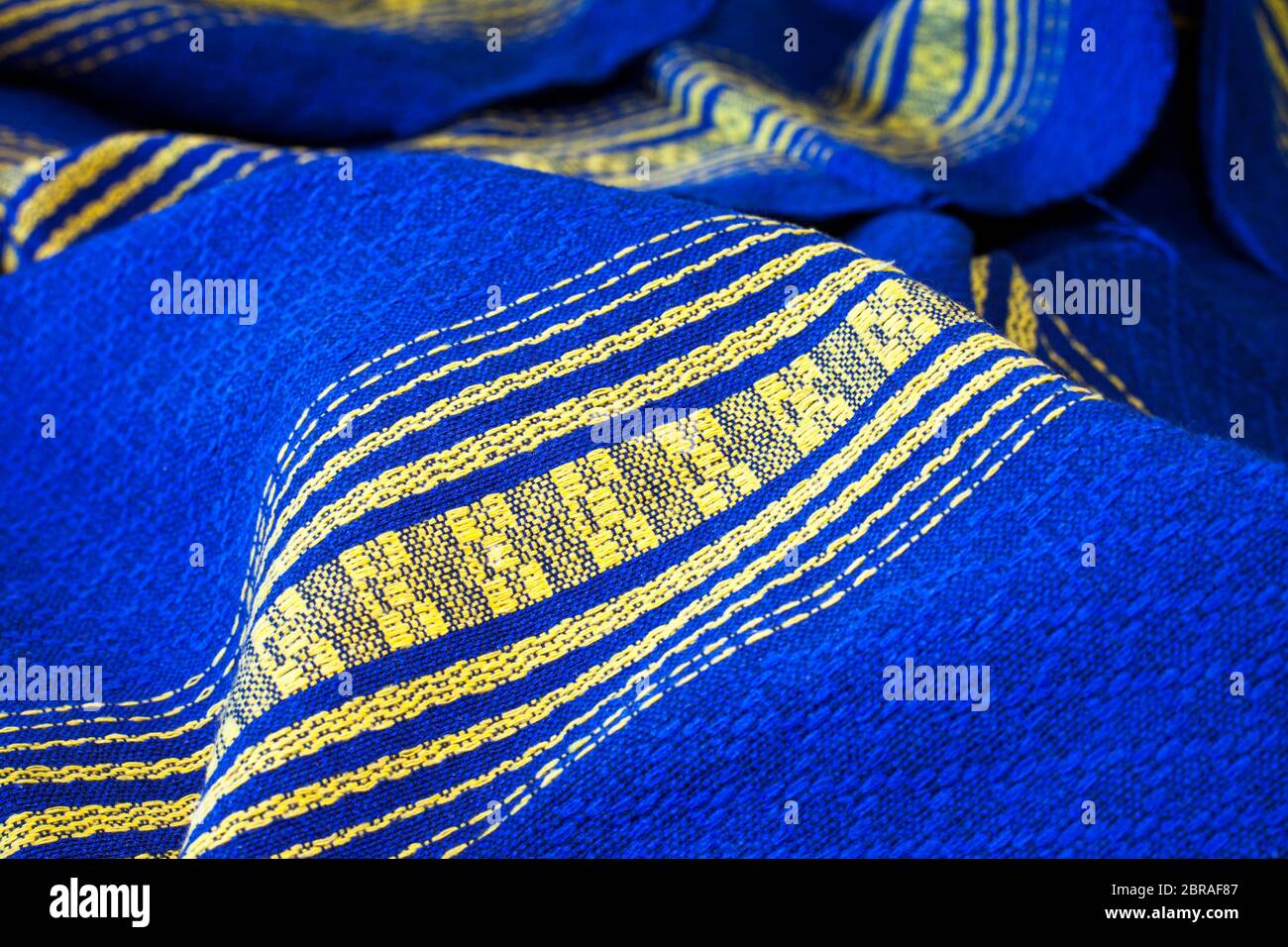 Textile material weaved on a loom in a coop in Oaxaca, Mexico Stock ...