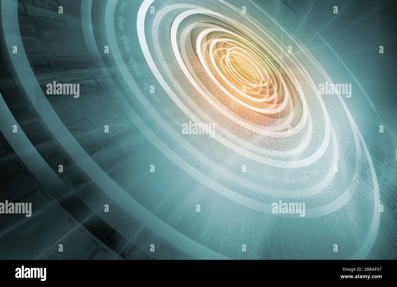 Graphical Digital World Background, Concentric Circles Expanding From ...