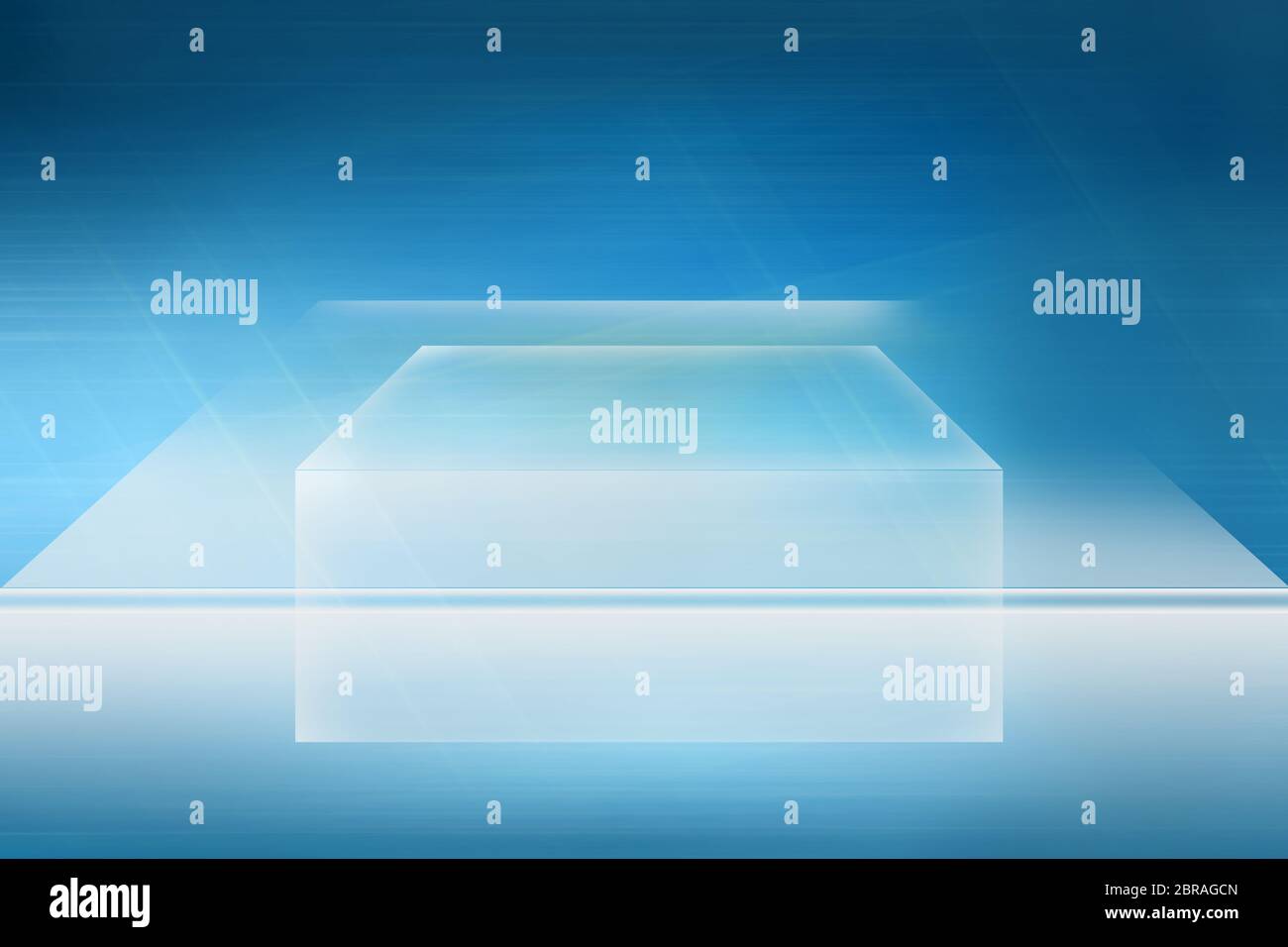 Empty transparent countertop background for product presentation. blue ...