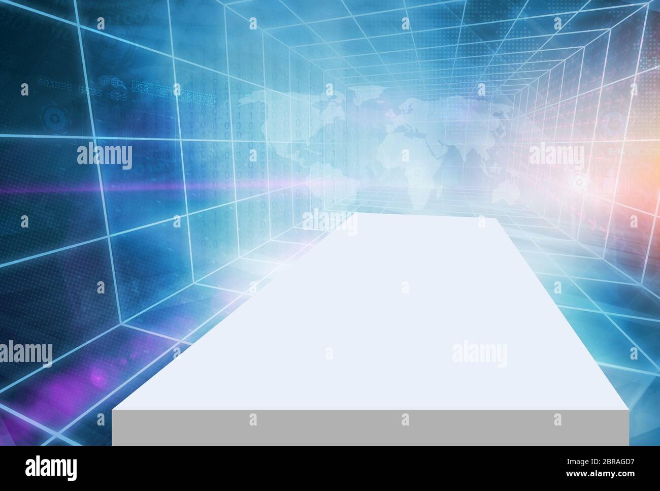 Futuristic High tech Digitial 3D Enclosed Studio Backdrop With Empty ...