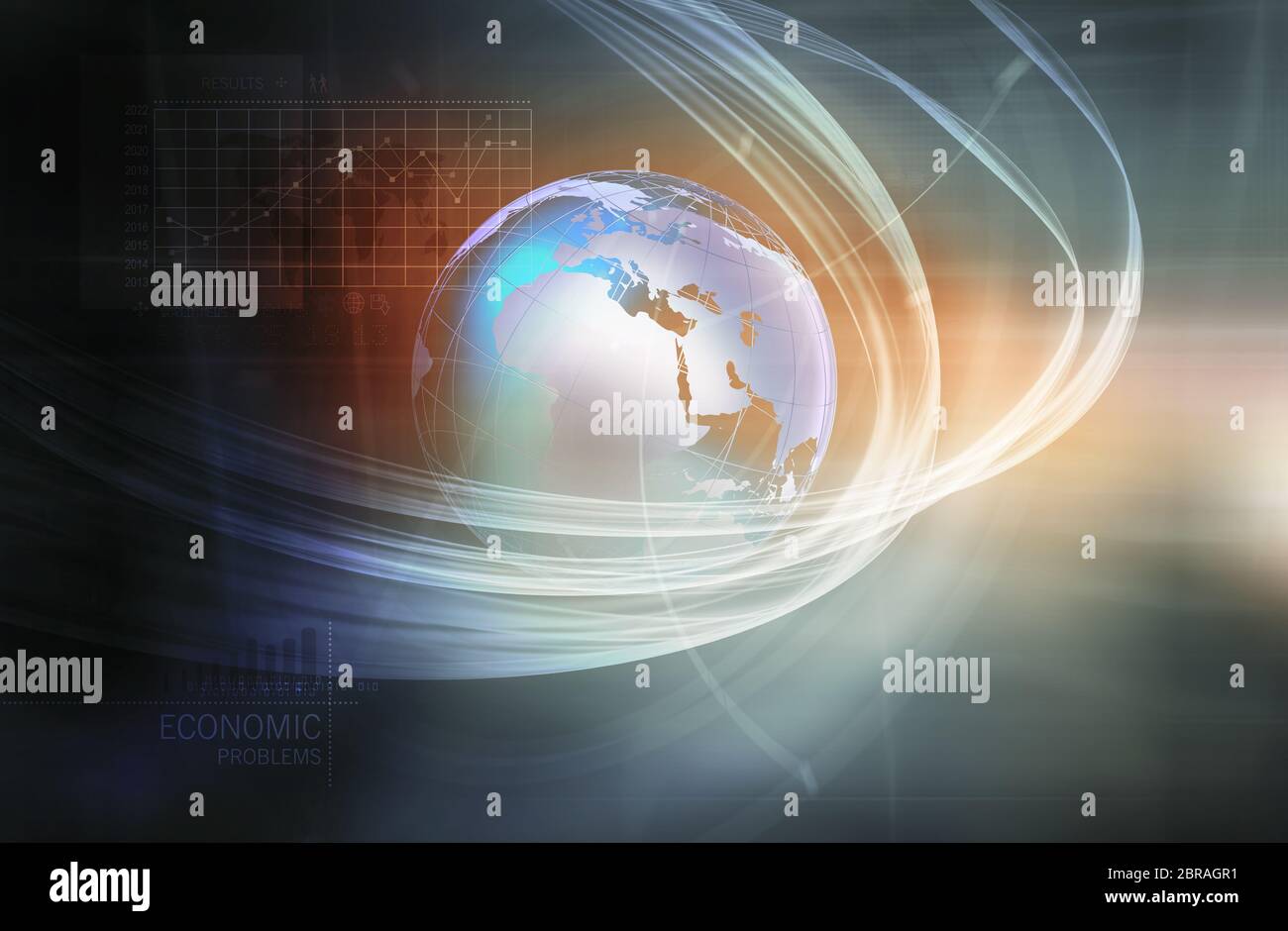 Global Economic Problems with Analytical Graph in Background, Earth ...