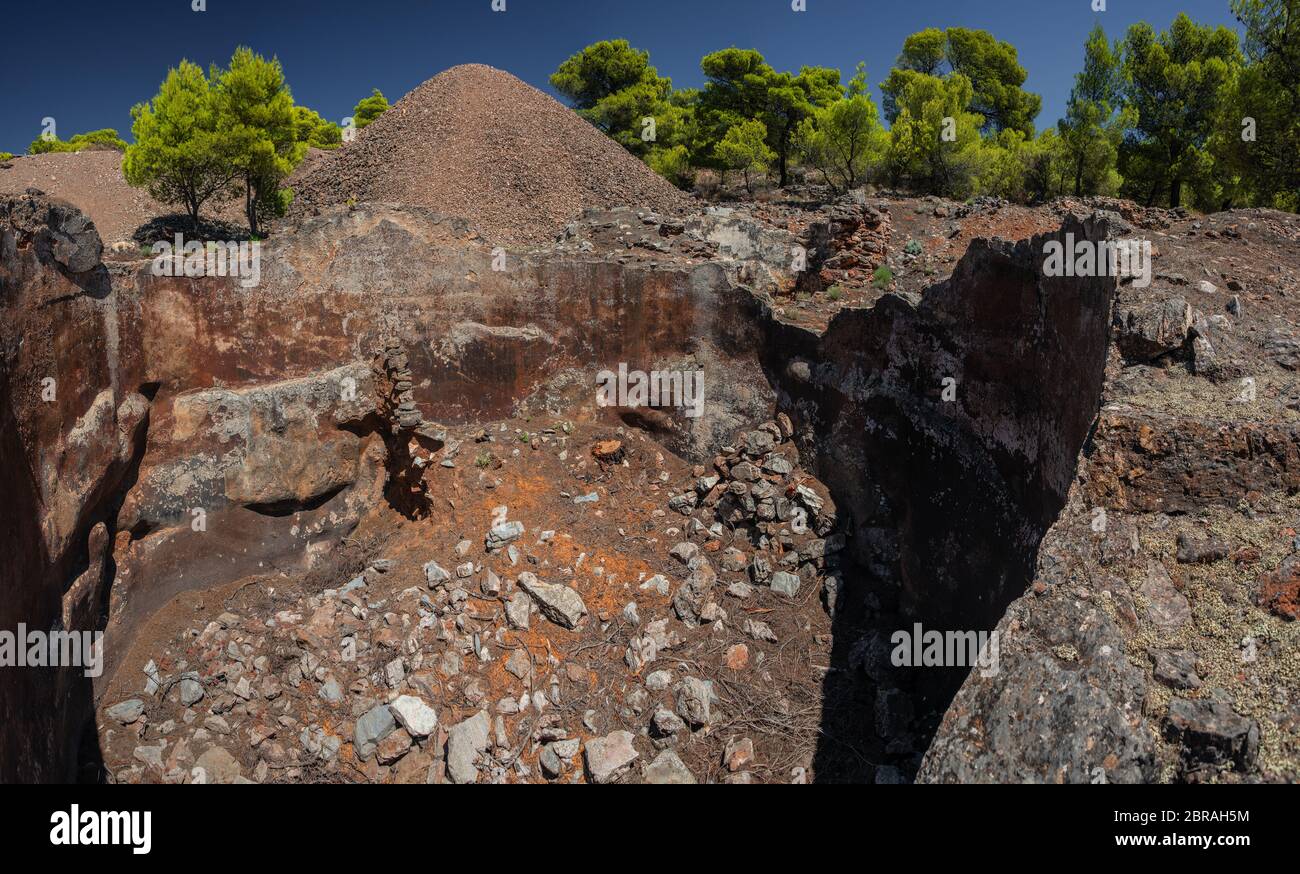 Impressive view on the historical site of Lavrion Ancient Silver Mines ...