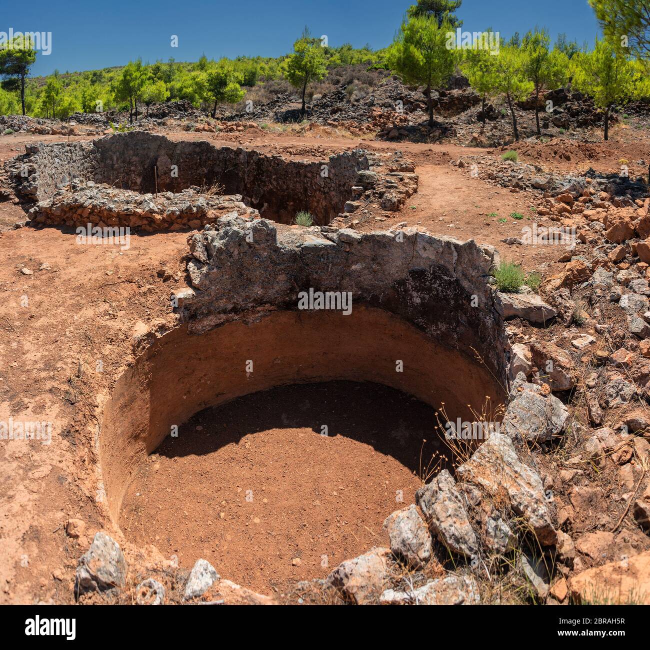 Impressive view on the historical site of Lavrion Ancient Silver Mines ...