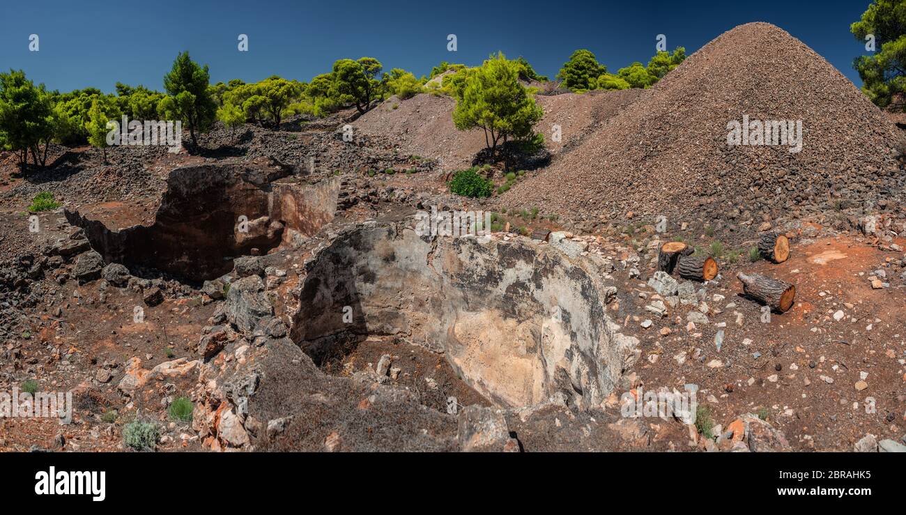 Impressive view on the historical site of Lavrion Ancient Silver Mines ...