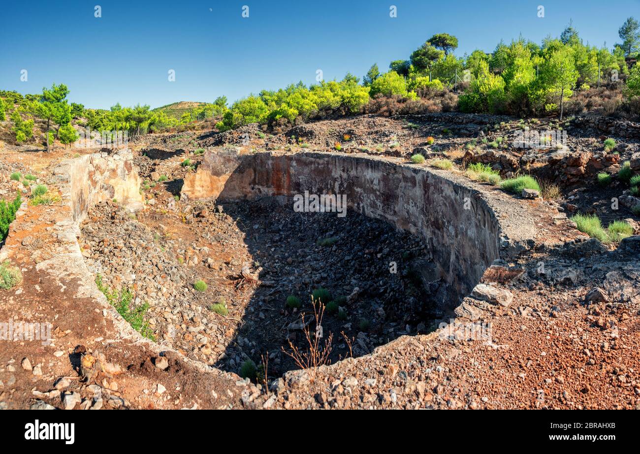 Impressive view on the historical site of Lavrion Ancient Silver Mines ...